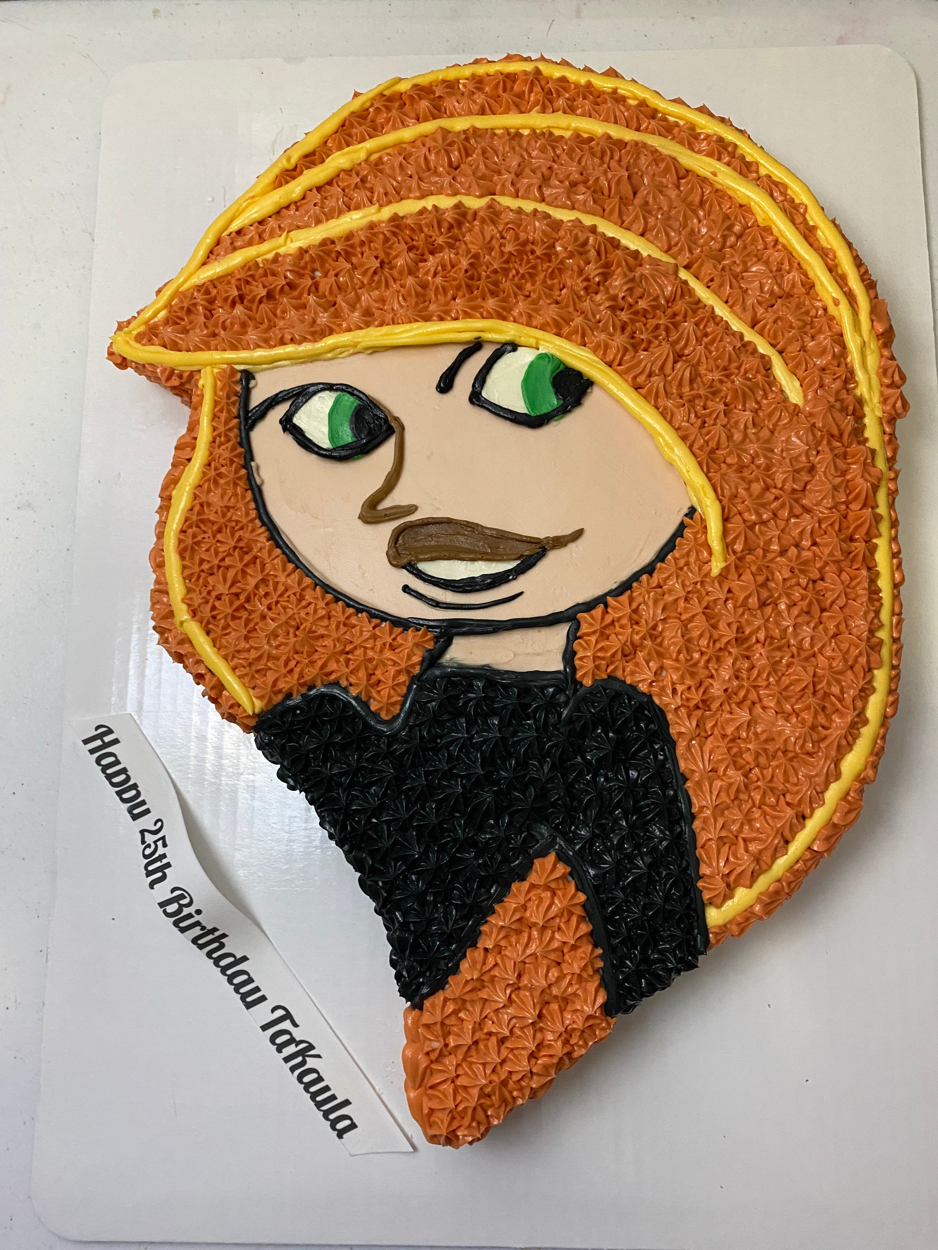 2D Sculpted Character Cake | Mouthful of Cakes